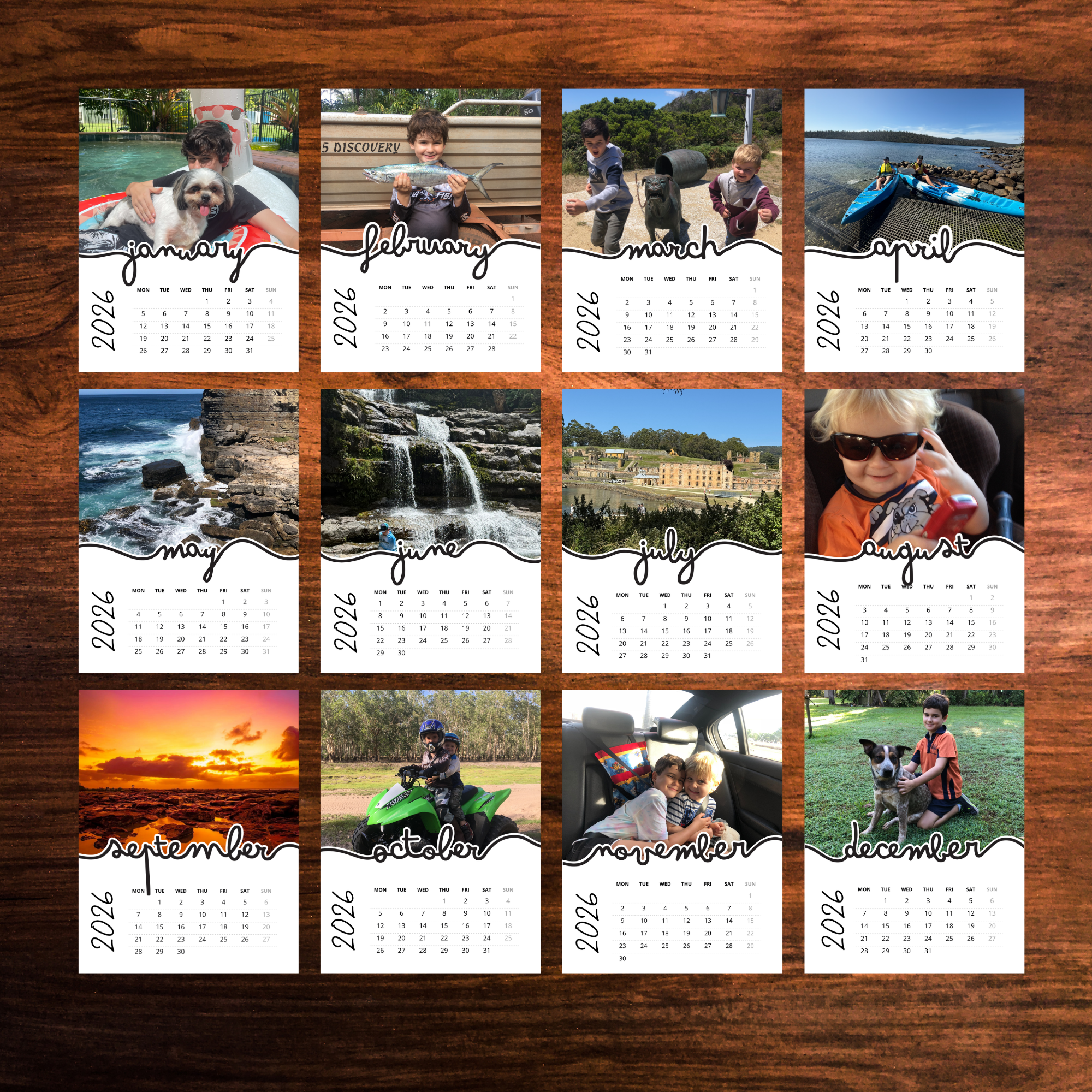 12-Month Magnetic Calendar Set (2026) | SQUIGGLE – Yabbid Designs